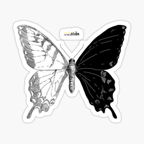 "Chimera Butterfly (outside - non-binary pride)" Sticker for Sale by ...