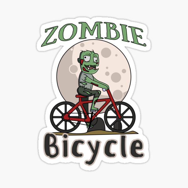 "Zombie Bicycle and the full moon" Sticker by nizania | Redbubble