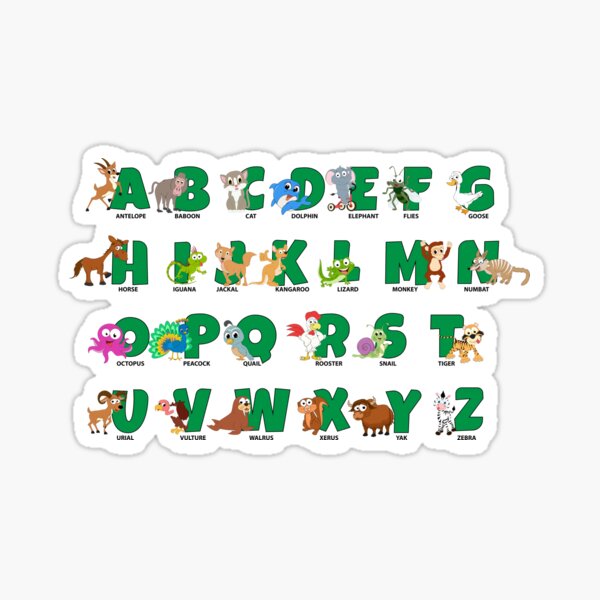 "animal ABC for kids" Sticker for Sale by ToniaKroeger | Redbubble