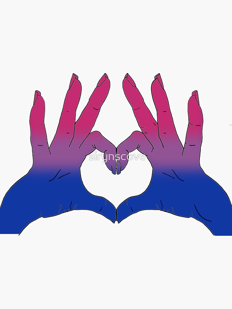 "Hand-Heart of Bisexual" Sticker for Sale by sirynscove | Redbubble