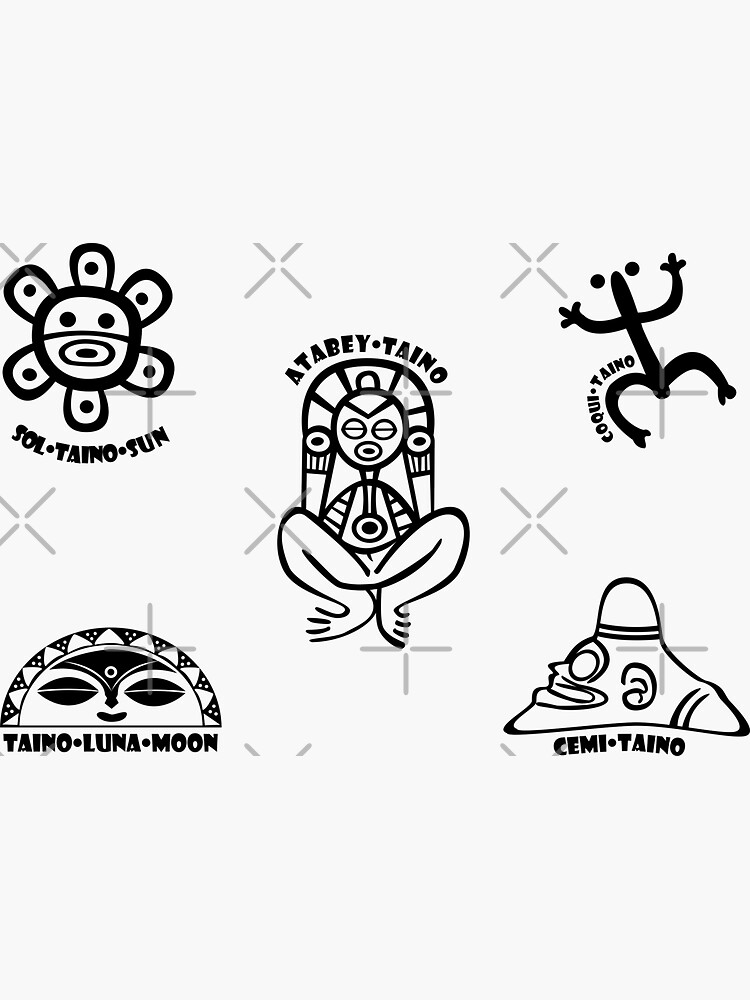 "Puerto Rico Tainos Coqui Cemi Atabey Taino Sun & Moon Names" Sticker ...