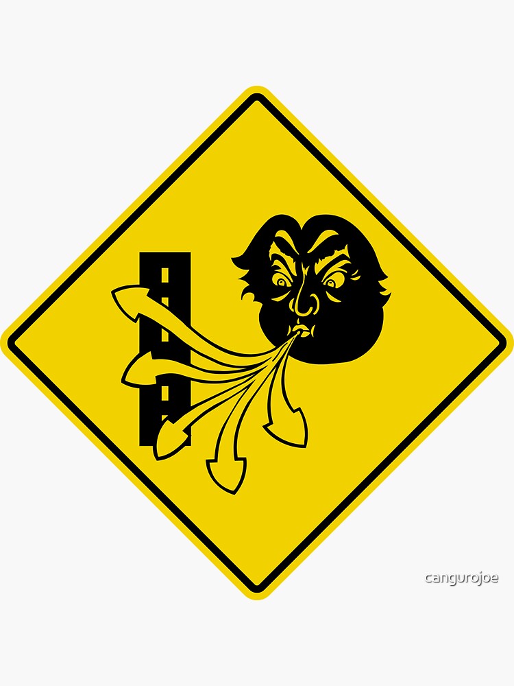 "Quebec strong crosswinds winds windy warning sign" Sticker for Sale by ...