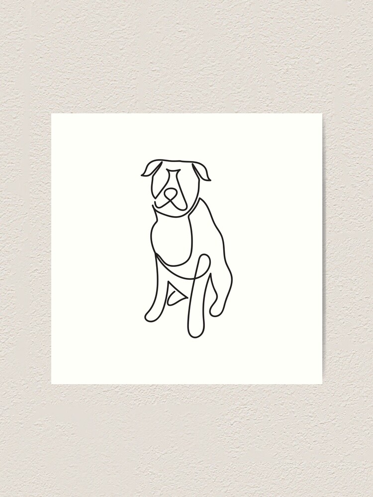 "Continuous Line Pitbull" Art Print for Sale by babybigfoot | Redbubble