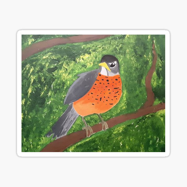 "american robin bird in the trees" Sticker by yntcd | Redbubble