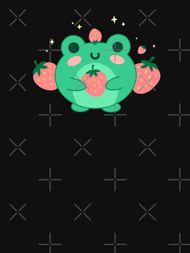 "Cute Kawaii Frog With Strawberry Hat - Chubby Anime Froge in Retro ...