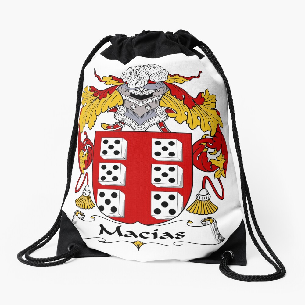 "Macias Coat of Arms/ Macias Family Crest" Drawstring Bag for Sale by ...