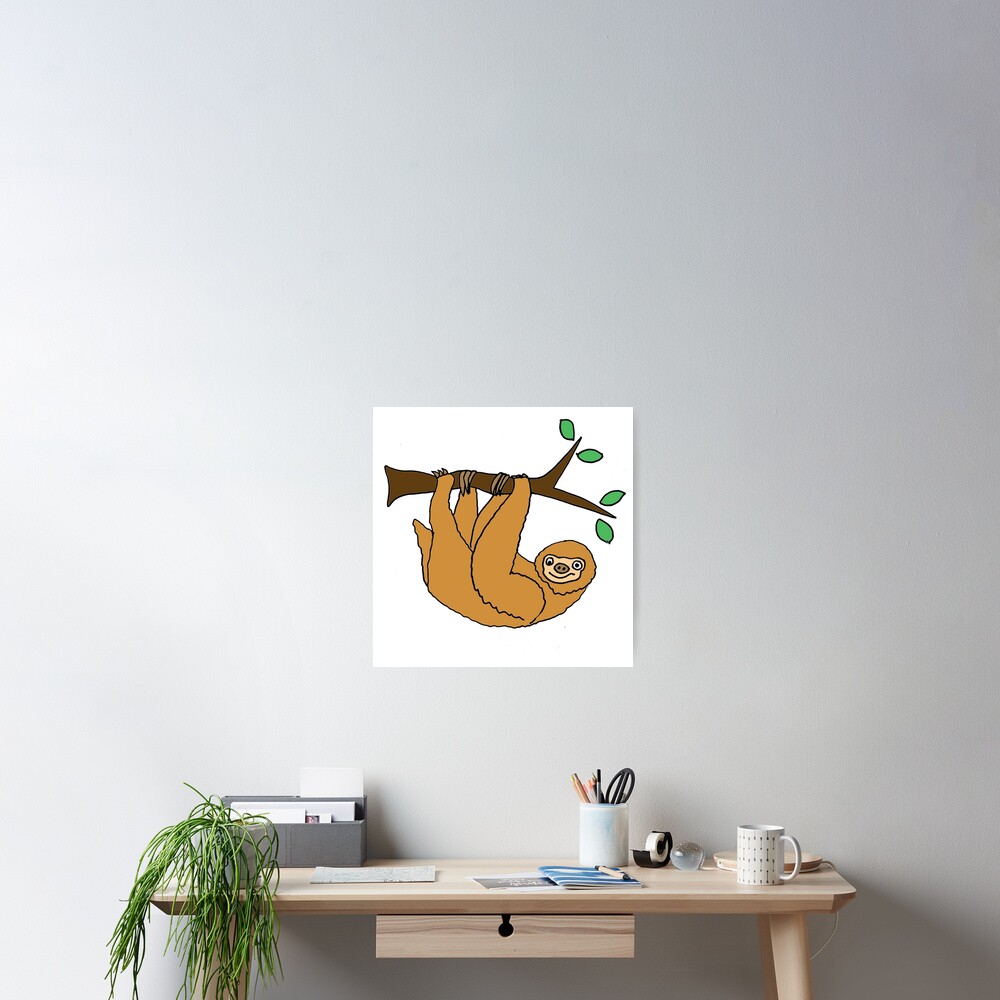 "Cool Funky Sloth in Tree Cartoon" Poster by naturesfancy | Redbubble