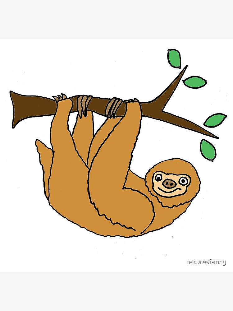 "Cool Funky Sloth in Tree Cartoon" Poster by naturesfancy | Redbubble
