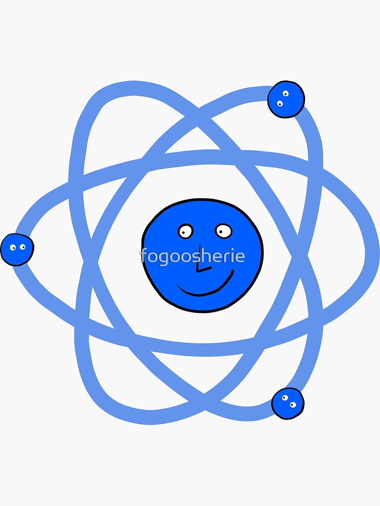 "Cute Atom in Dark Blue" Sticker for Sale by fogoosherie | Redbubble