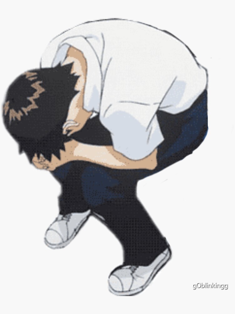 "shinji sitting" Sticker for Sale by g0blinkingg | Redbubble