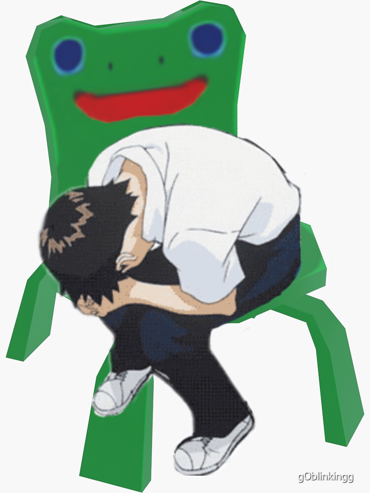 "shinji sitting on froggy chair " Sticker for Sale by g0blinkingg ...