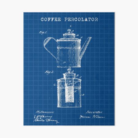 "Coffee Percolator Technical Drawing Patent Blueprint" Art Board Print ...