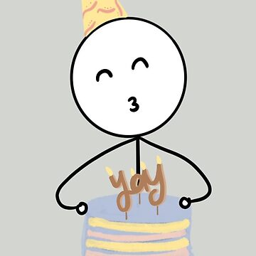 "Stickman with birthday cake" Sticker for Sale by twosleepyheads ...