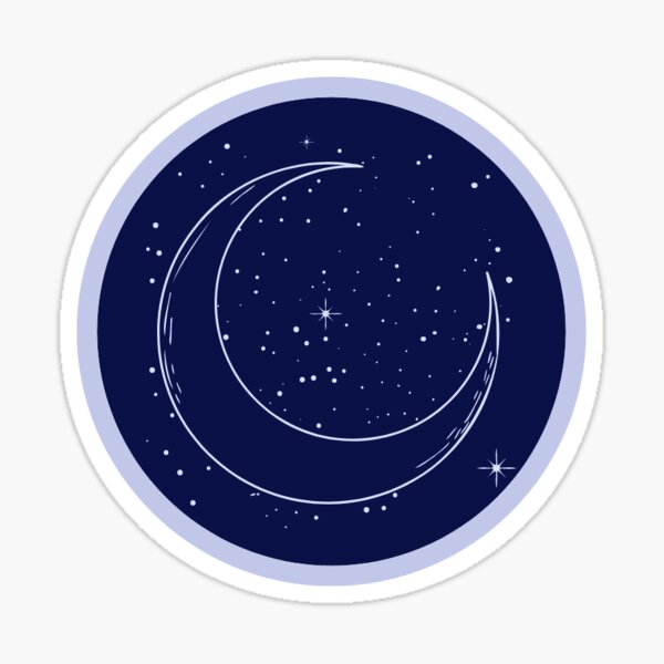 "Starry Night Moon Sticker and Pin" Sticker by rns51 | Redbubble