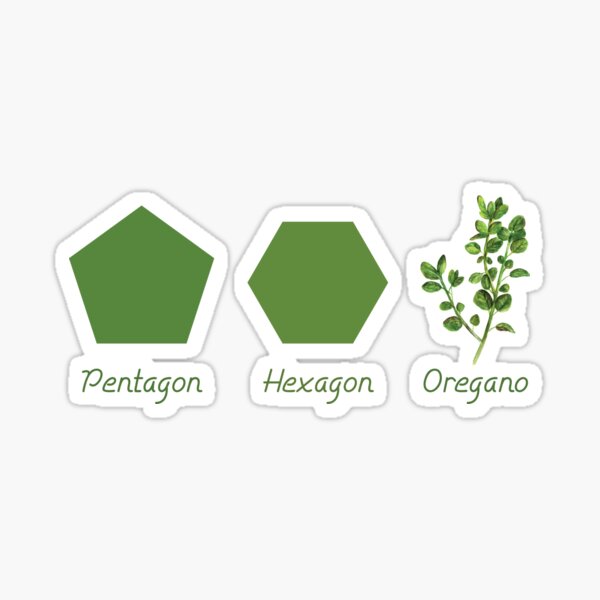 "Pentagon Hexagon Oregano" Sticker for Sale by careerdesigns | Redbubble