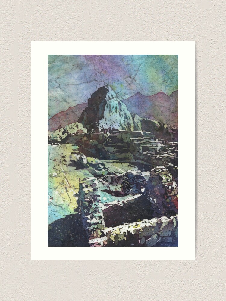 Lámina artística «Ruinas incas de Machu Picchu en Perú. Pintura de ...