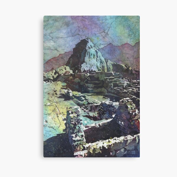 Lienzo «Ruinas incas de Machu Picchu en Perú. Pintura de acuarela de ...