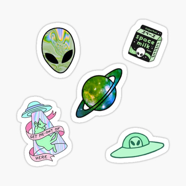 "alien inspired green digital art pack of five" Sticker for Sale by ...