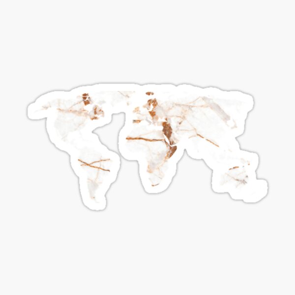 "White Gold Marble World Map" Sticker for Sale by NelBo | Redbubble
