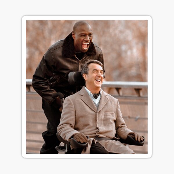 "driss and philippe, "the intouchables" sticker" Sticker for Sale by ...