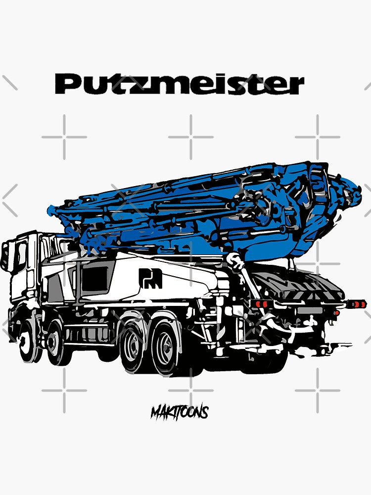 "Putzmeister concrete pump blue" Sticker by Makitoons | Redbubble