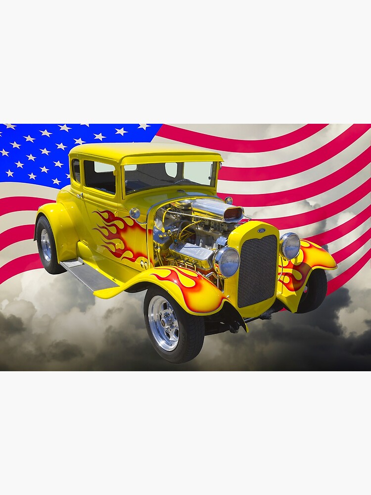 "1930 Model A Hot Rod And American Flag" Poster by KWJphotoart | Redbubble