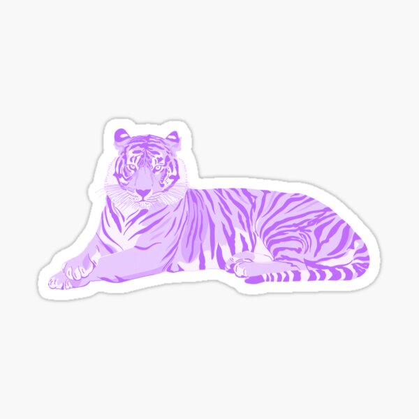 "purple tiger laying down" Sticker for Sale by lizziesumner | Redbubble