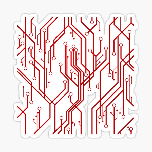 "Red circuit board tech" Sticker for Sale by jc007 | Redbubble