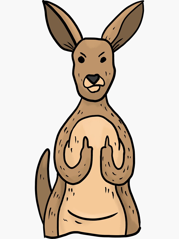 "Grumpy Kangaroo Holding Middle finger funny gift" Sticker for Sale by ...
