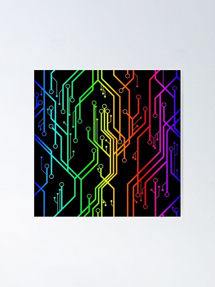 "Rainbow circuit board tech" Poster for Sale by jc007 | Redbubble