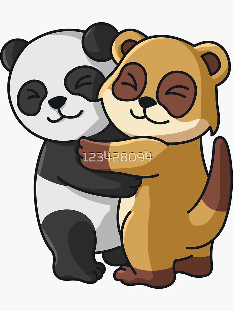 "Panda and Meerkat Hug Cuddle Animals" Sticker for Sale by 123428094 ...