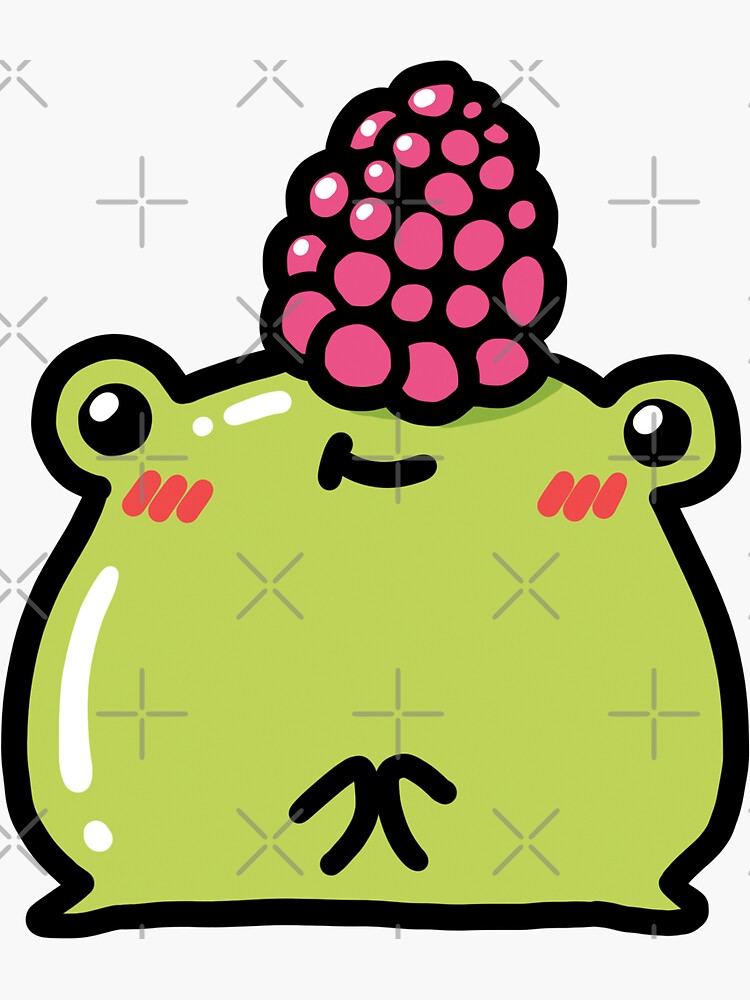 "Frog with raspberry hat" Sticker by Nikamii | Redbubble