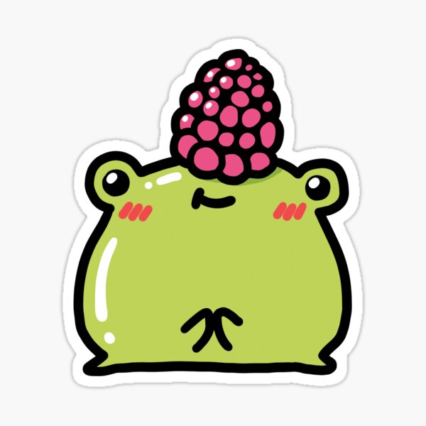 "Frog with raspberry hat" Sticker by Nikamii | Redbubble