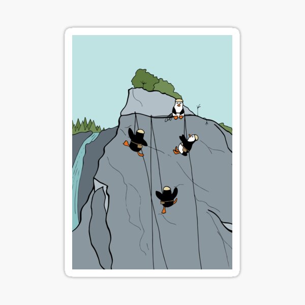 Pegatina «Familia de pingüinos Daredevil intenta escalar rocas» de ...