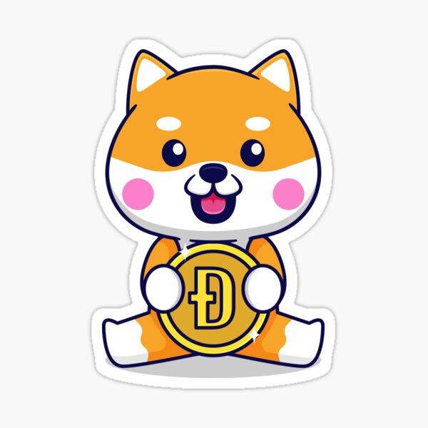 "cute shiba inu design illustration with doge coin" Sticker for Sale by ...