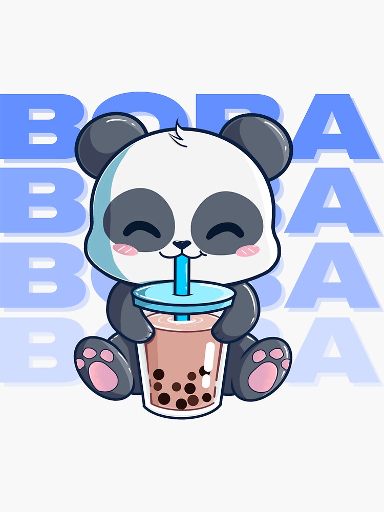"Cute Kawaii Panda Boba" Sticker for Sale by raccoondrip | Redbubble