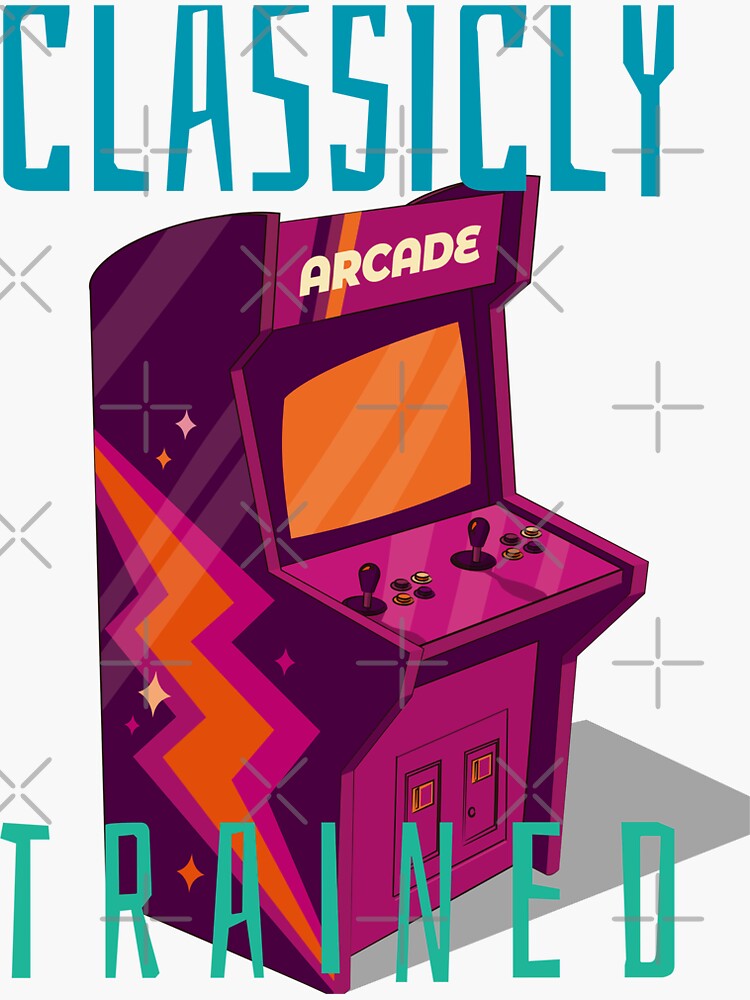 "Classically Trained - Retro Old School Arcade Gamers Design" Sticker ...