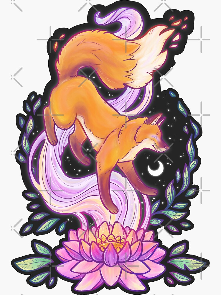 "Lotus Fox" Sticker for Sale by kattvalk | Redbubble