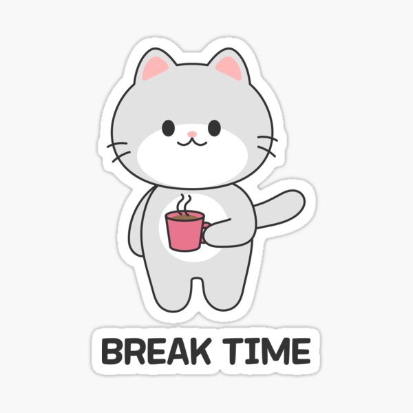"Coffee Break Cat - Naon" Sticker for Sale by Claranara | Redbubble