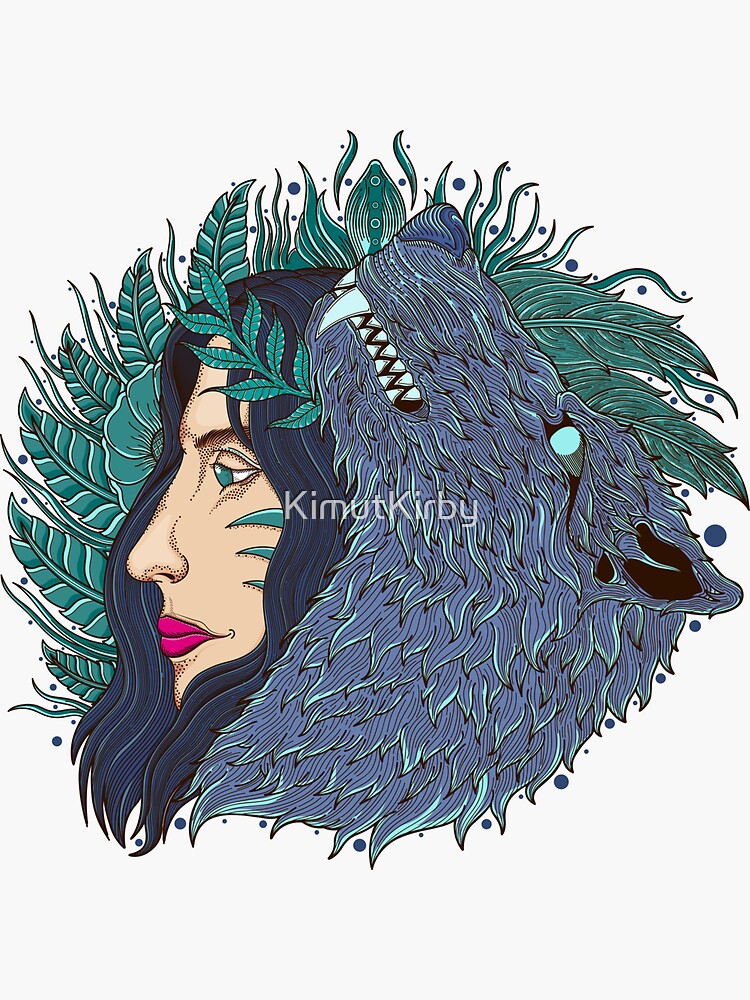 "Lady Wolf" Sticker by KimutKirby | Redbubble