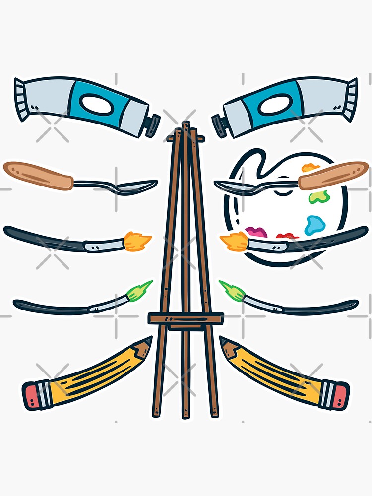 "Art Brushes and Palette Rib cage Bones" Sticker for Sale by Sandra78 ...