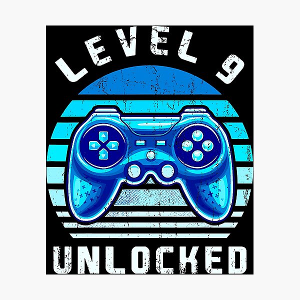 "Level 9 Unlocked Video Game 9th Birthday Gamer Boys " Photographic ...