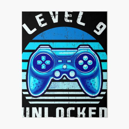 "Level 9 Unlocked Video Game 9th Birthday Gamer Boys " Art Board Print ...