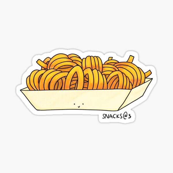 "Curly curly curly fries" Sticker for Sale by Snacks-At-3 | Redbubble