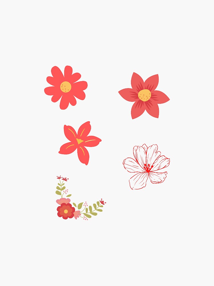 "Kidcore Flower - red and yellow sticker pack" Sticker for Sale by ...