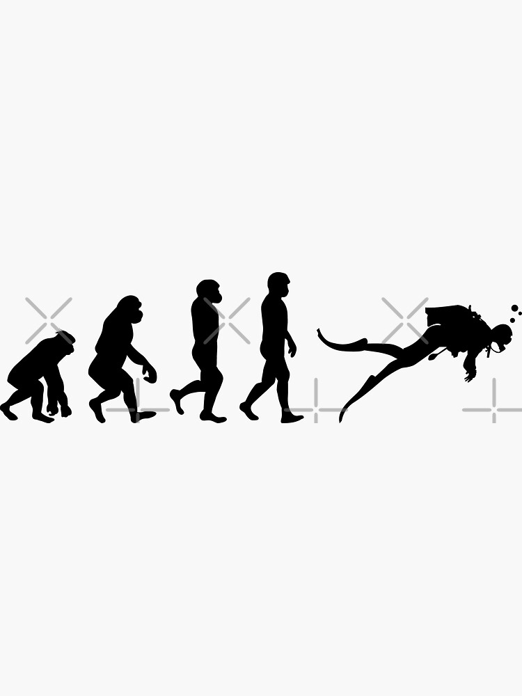 "Scuba Diving Diver Dive Swimming Evolution" Sticker by CuteDesigns1 ...