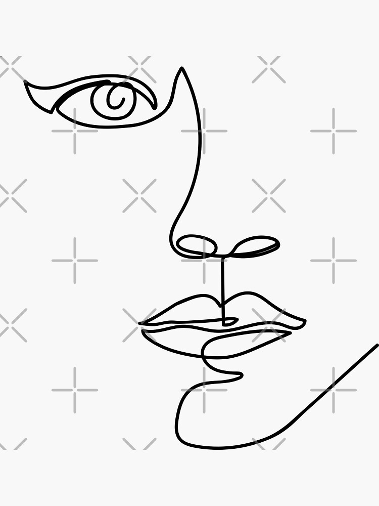 Terracotta Background One Line Continuous Woman Face Flowers Leaves