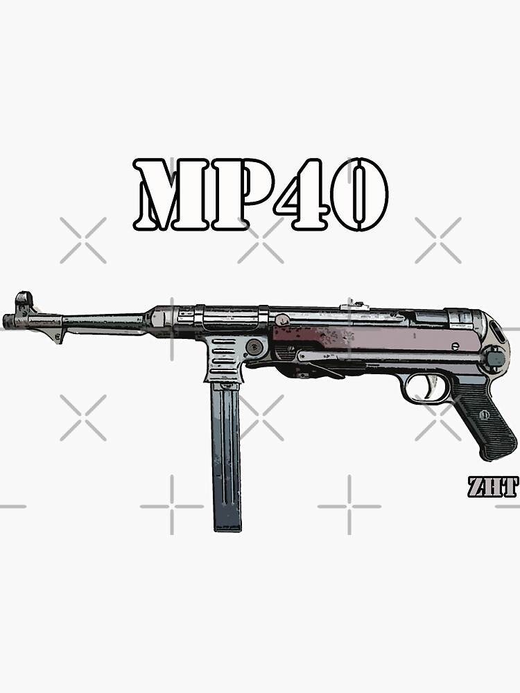 "MP40 submachine gun" Sticker for Sale by ZuluHistoryTees | Redbubble