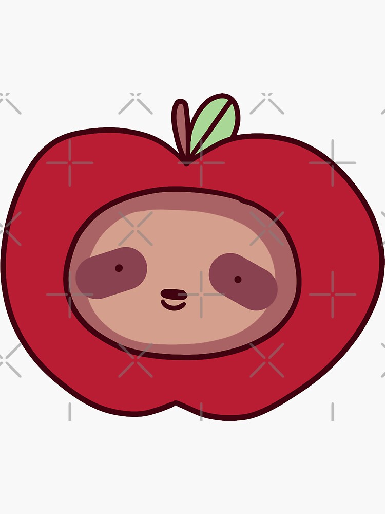 "Apple Sloth Face" Sticker for Sale by SaradaBoru | Redbubble