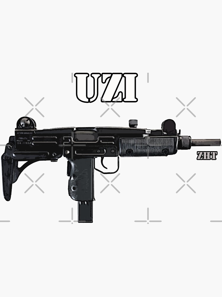 "Uzi submachine gun" Sticker by ZuluHistoryTees | Redbubble